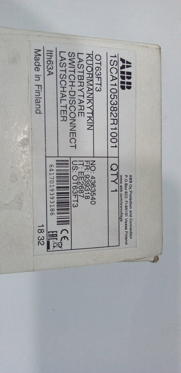 SECCIONADOR ABB OT63FT3 DE 63 AMP P/PUERTA 1SCA105382R1001 – NAITDE ELECTRIC