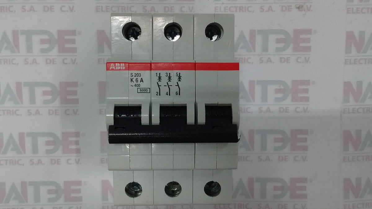 INTERRUPTOR TERMO ABB S203-K6, 3P, 6 AMP CAT.2CDS253001R0377 – NAITDE ELECTRIC