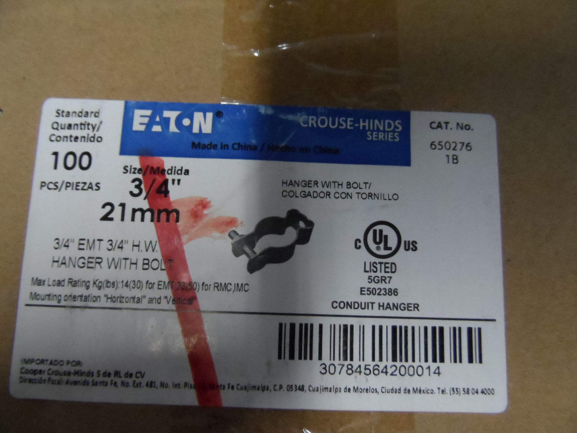 ABRAZADERA COLGADOR CON TORNILLO TIPO "O" 3/4 MCA EATON (ANCLO CLIPCON – NAITDE ELECTRIC