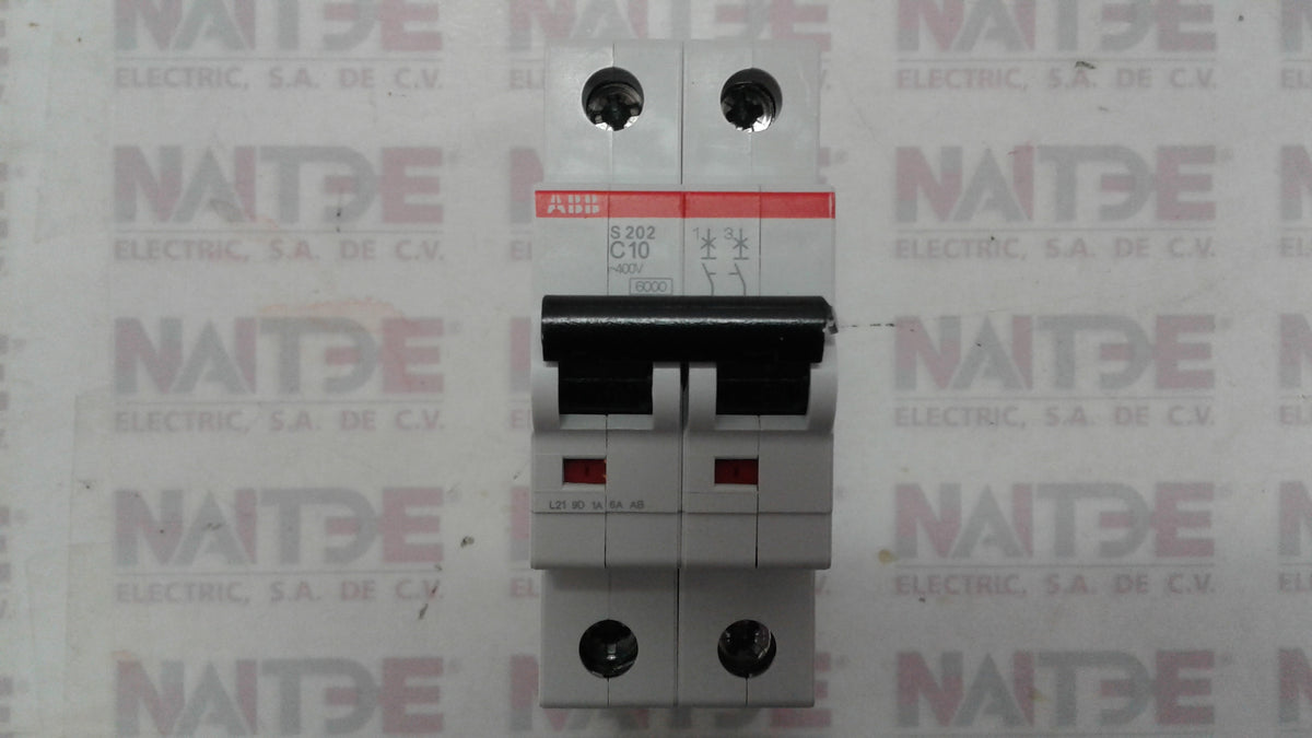 INTERRUPTOR TERMO ABB S202-C10, 2P. 10 AMP. 230-400 VCA. CAT.2CDS25200 ...