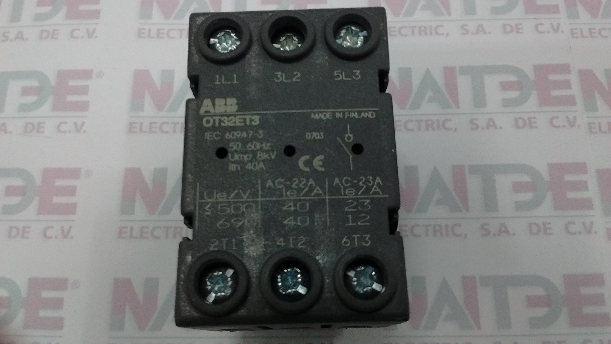 SECCIONADOR ABB OT32ET3, DE 20 HP 480 V 32 AMP. – NAITDE ELECTRIC