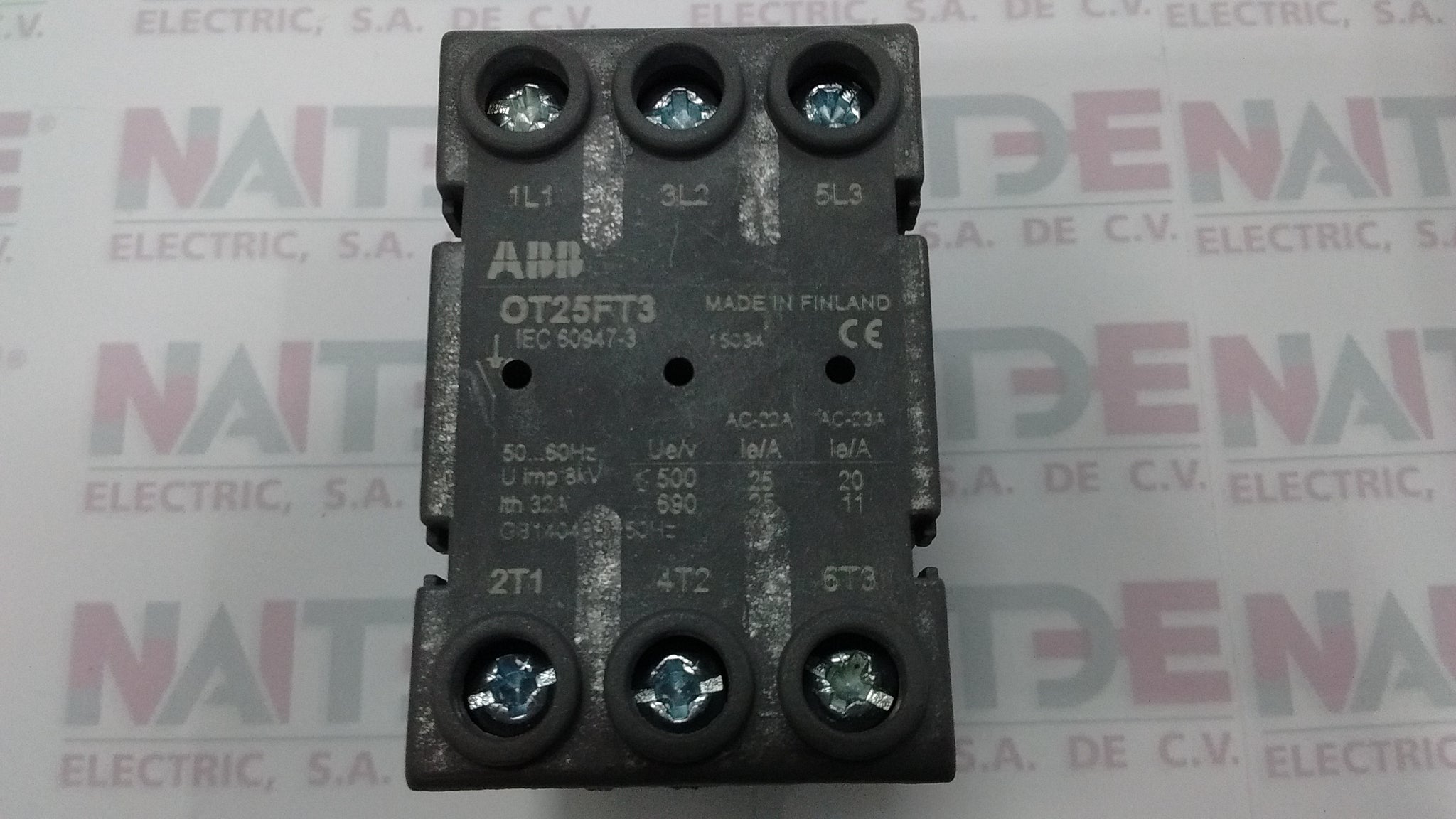 SECCIONADOR ABB OT25ET3, 3P, 25 AMP, 15 HP, 480 VCA (mod antiguo-notas ...