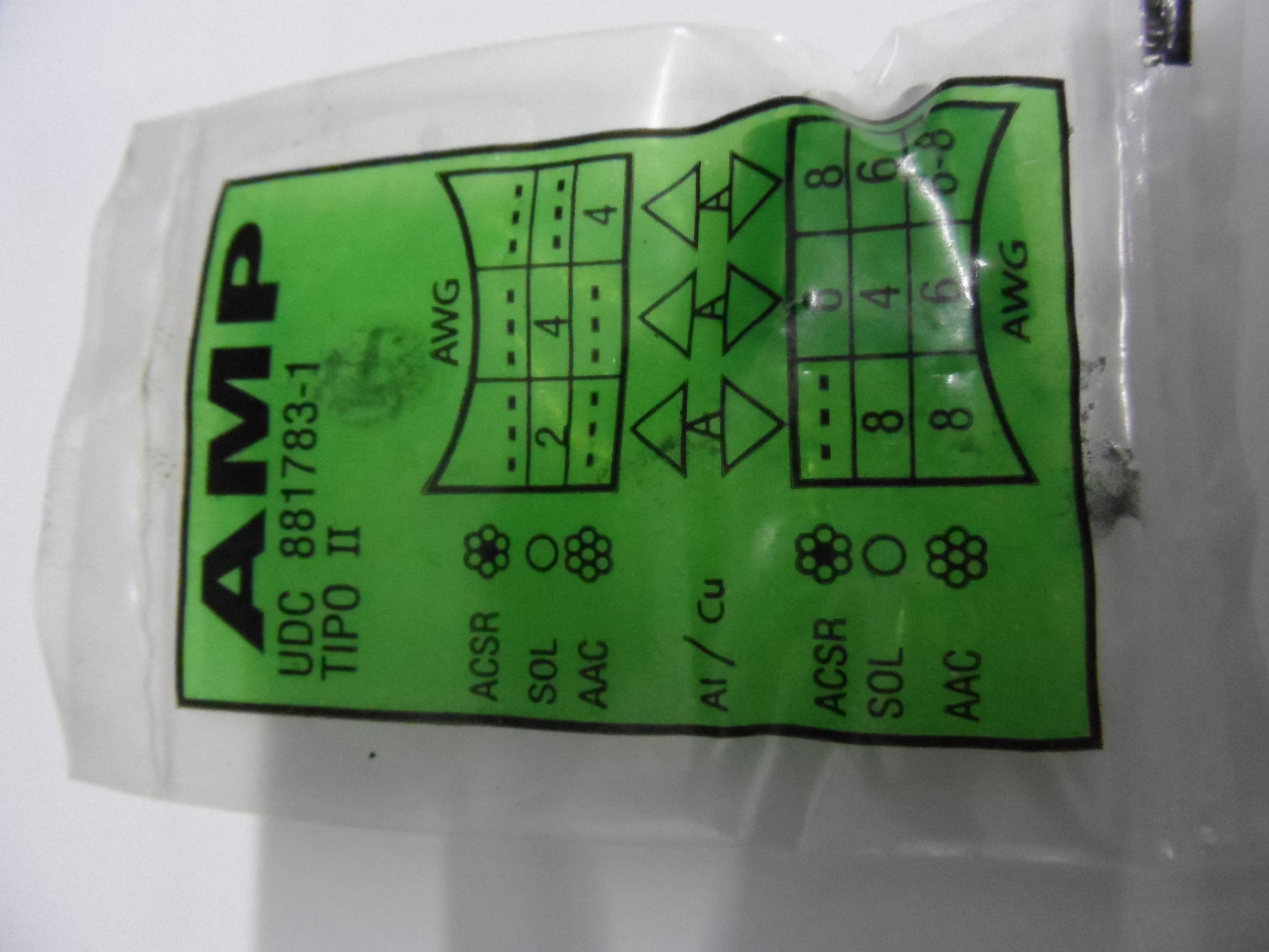 CONECTOR UDC TIPO CUÑA II COD.881783-1 MARCA BURNDY COLOR VERDE CAL. 6 ...