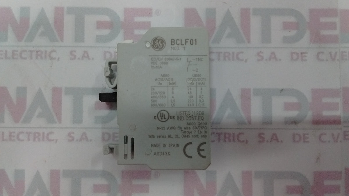 CONTACTO AUXILIAR GE BCLF01, 1NC COLOR GRIS – NAITDE ELECTRIC