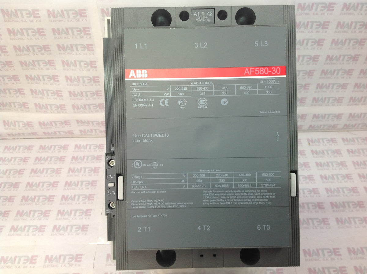 CONTACTOR ABB AF580-30-11 BOBINA 250-500 V CA/CD. CAT.1SFL617001R7111 ...